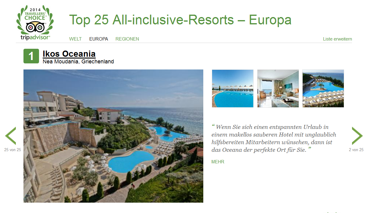 Screenshot Tripadvisor Ikos Oceania Resort 16.3.15 - www.topurlaube.de